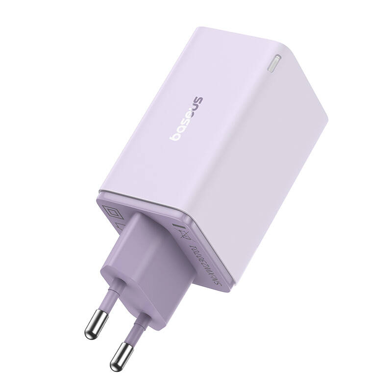 Baseus Gan6 Pro 2x Usb C 2x Usb A Hálózati Töltő Usb C Kábel Lila